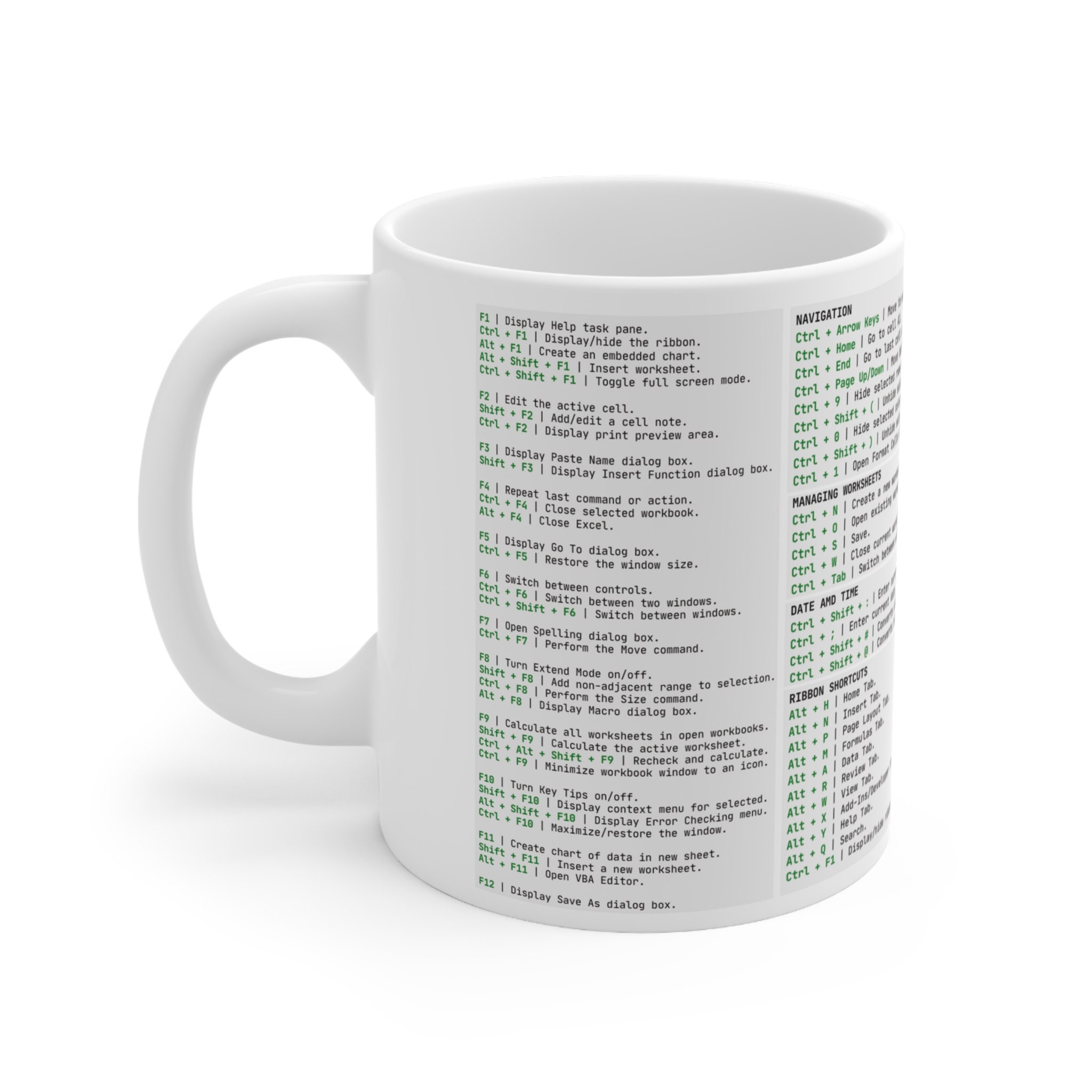 Excel Shortcut Desk Mug Excel Super Shortcuts Coffee - Etsy