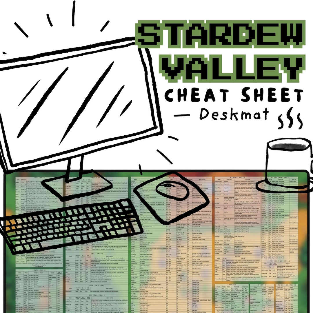 Stardew Valley Desk Mat / Mouse Pad | Desk Mat With Stardew Wiki Gifts ...
