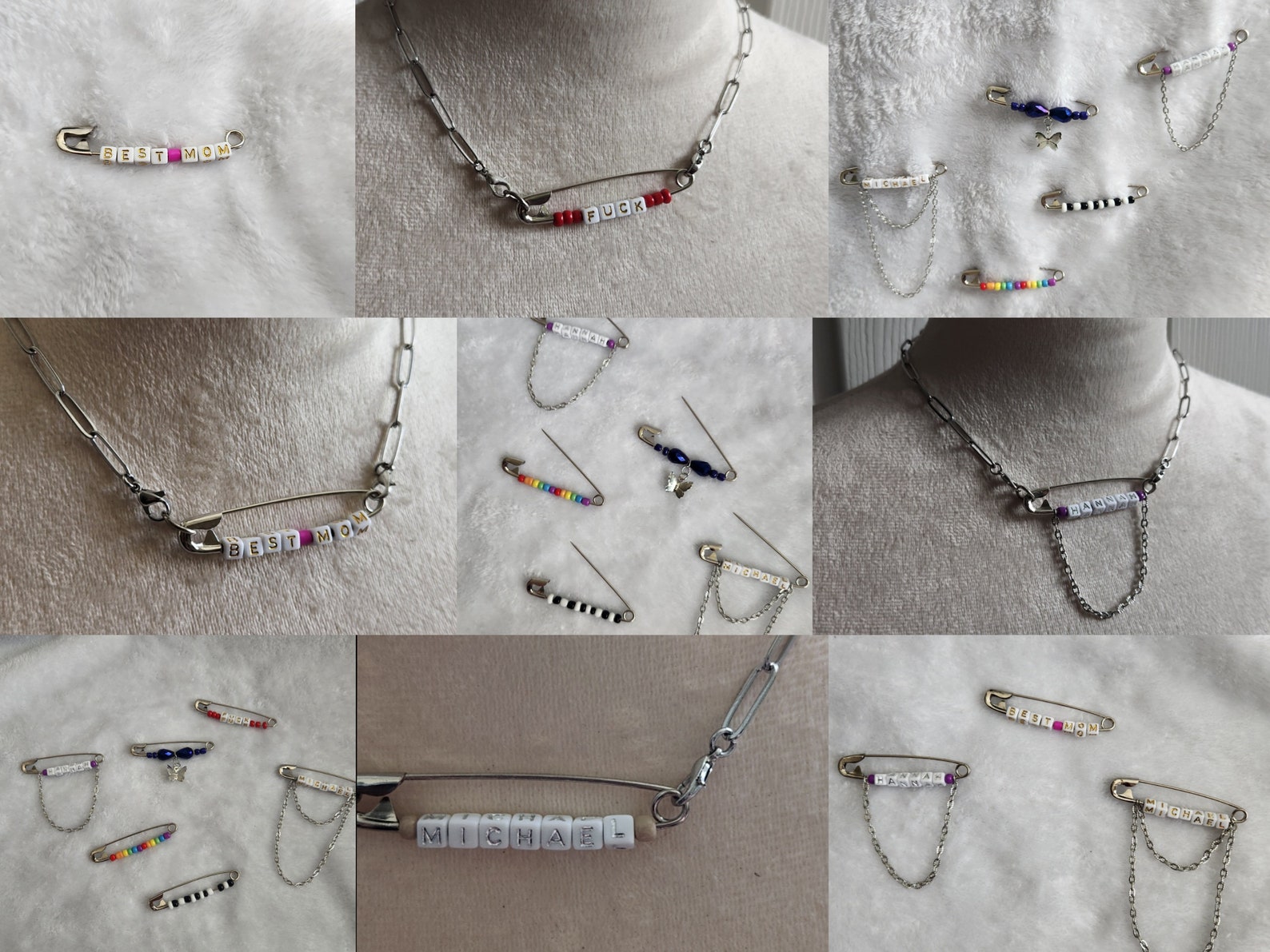 Beaded Safety Pin or Safety Pin Necklace - Etsy