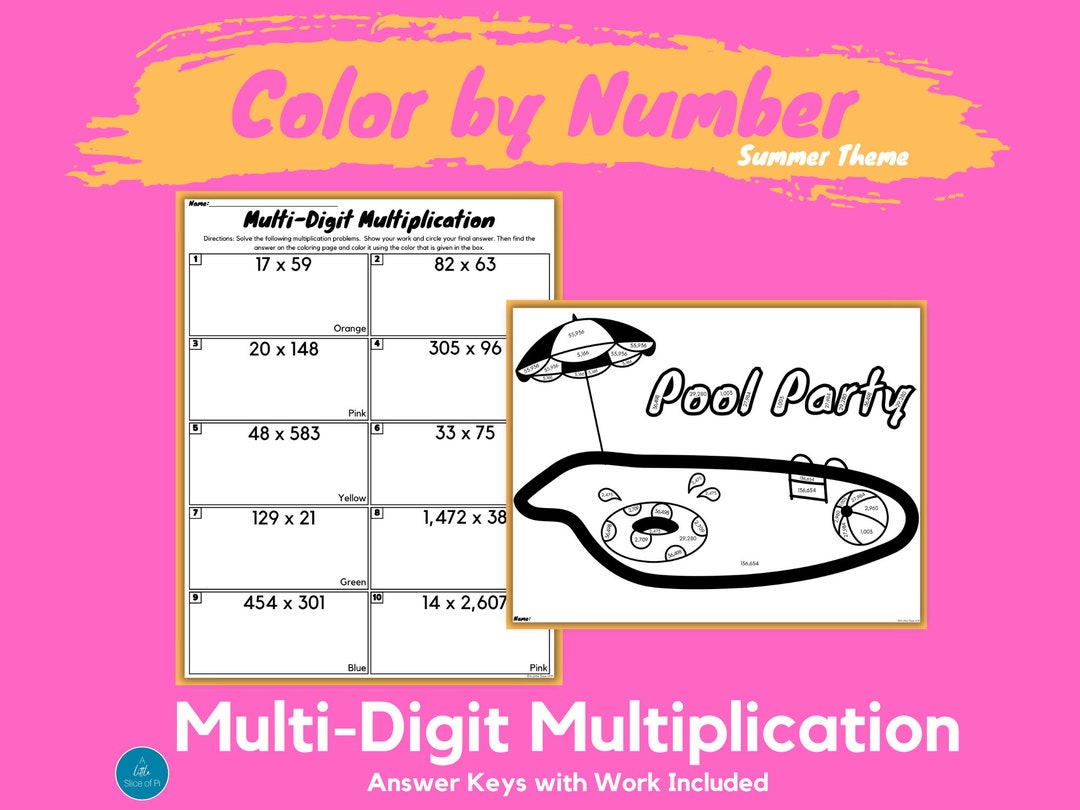 Color by Number Multiplication Multi-digit Multiplication Summer Math ...