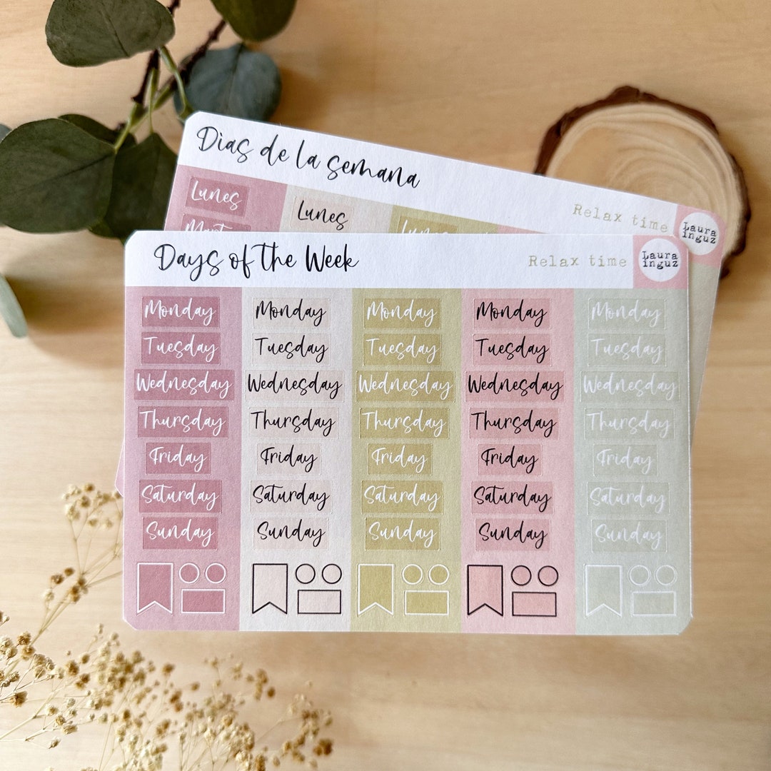 STICKERS Days of the Week (relax Time) Sheet With Stickers for Bullet ...