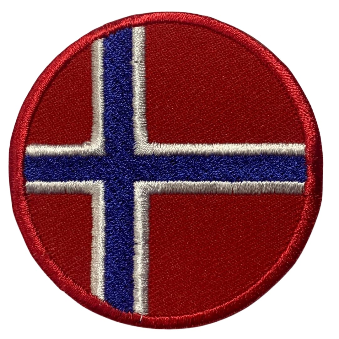 Norway Round Flag Embroidered Iron / Sew on Patch Norwegian Shirt Bag ...