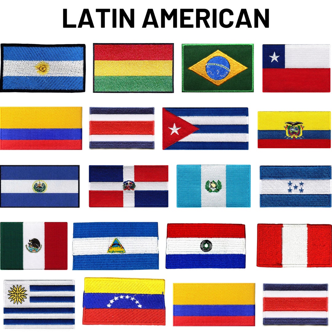 Latin American International Country Flag Iron on Patch Embroidered Sew ...