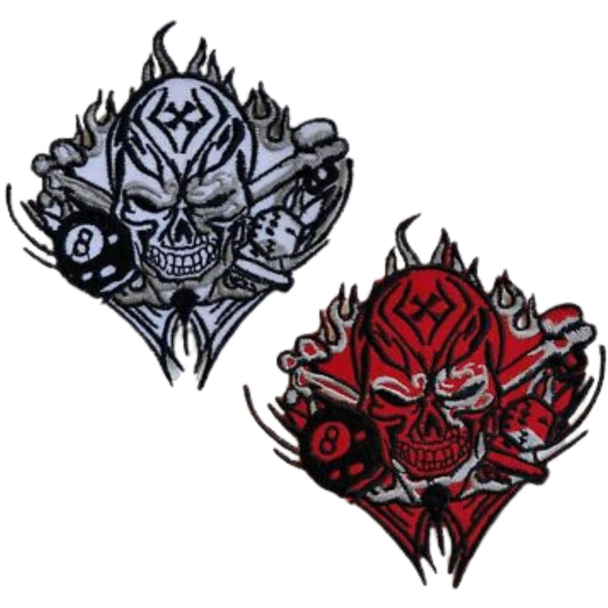 Skull 8 Ball Dice Tattoo Biker Jacket Iron on Patch Embroidered Sew on ...