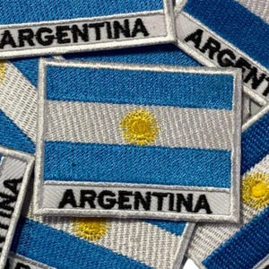 Argentina International Country Flag With Name Iron on Patch Embroidered Sew on Applique Badge ...