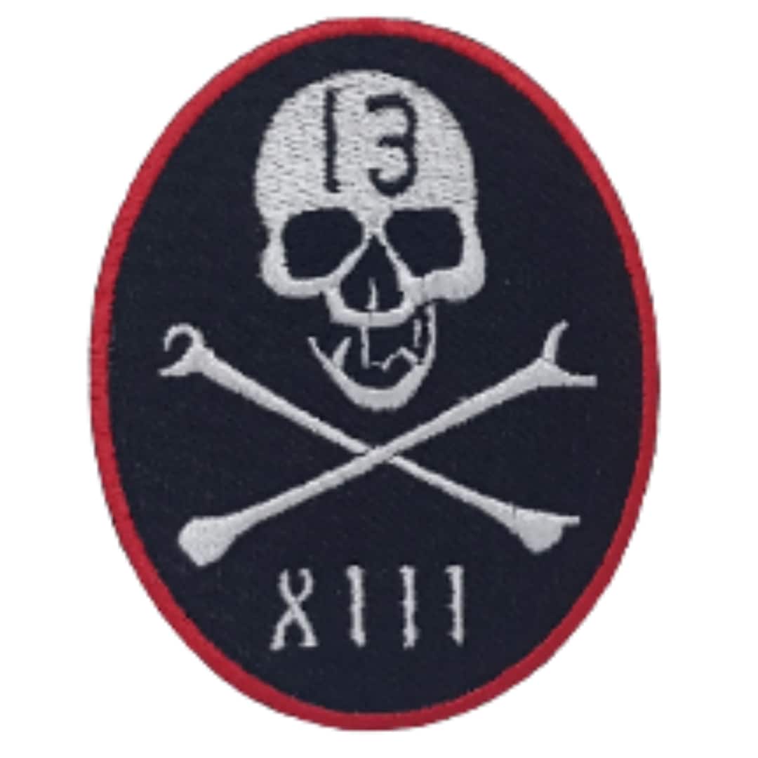 Number 13 Unlucky Skull Iron on Patch Embroidered Sew on Applique Biker ...