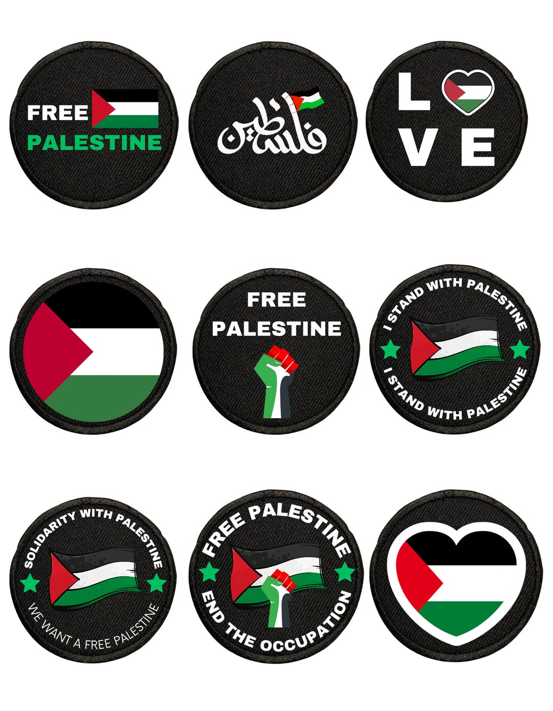 Palestine Printing Flag Patch I Stand With Palestine Sew on Printing ...