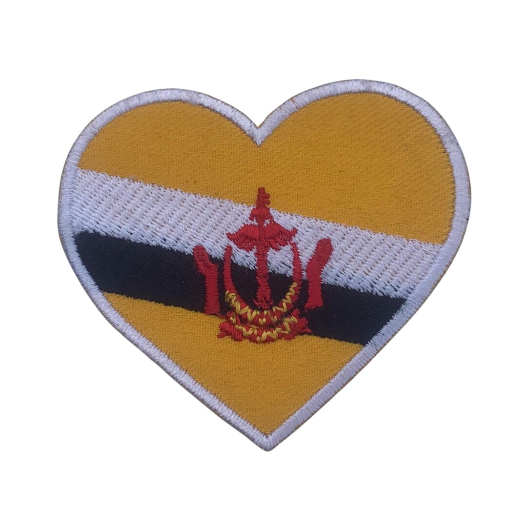 Brunei Darussalam Heart Flag Iron on Patch Embroidered Sew on Applique ...