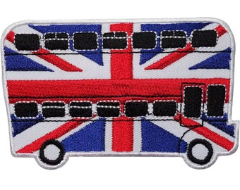 London Bus UK Flag Embroidered Iron / Sew on Patch Clothes Jacket Badge ...