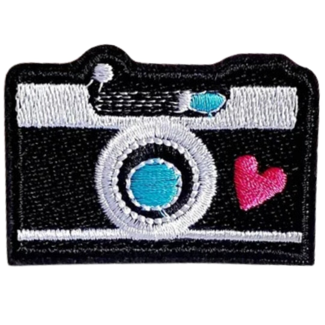 Camera With Tiny Pink Heart Iron on Patch Embroidered Sew on Applique ...