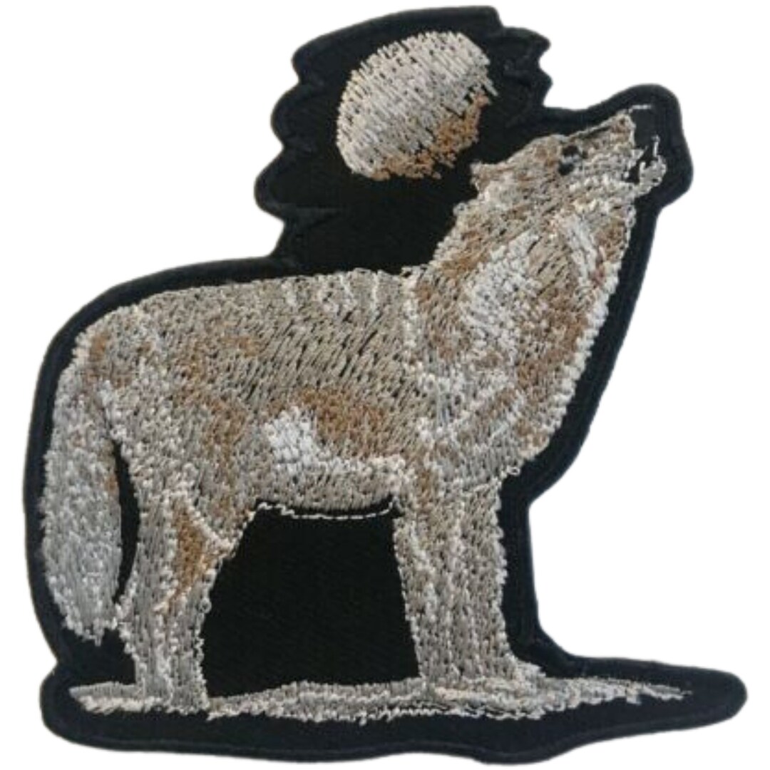 Wolf With Full Moon Iron on Patch Embroidered Sew on Applique Badge ...