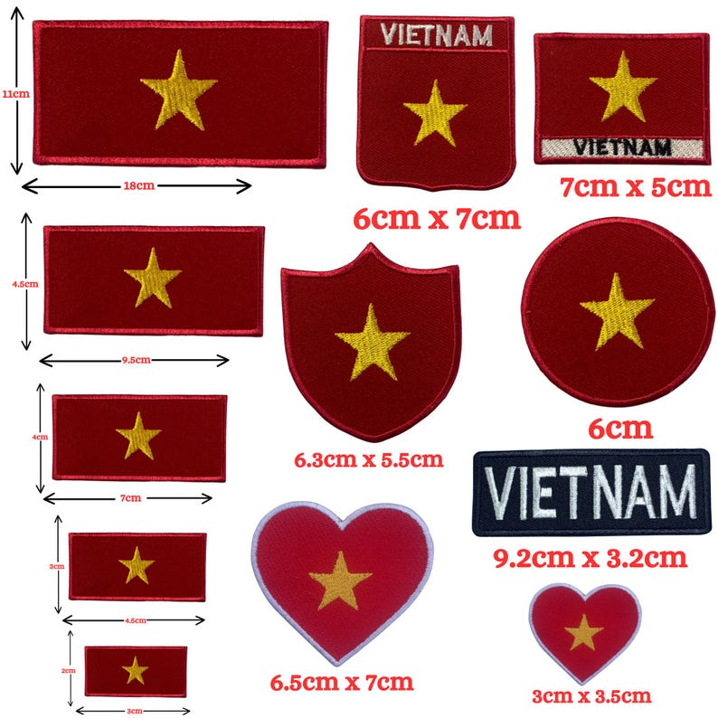 Vietnam International Country Different Flags Iron on Patch Embroidered ...