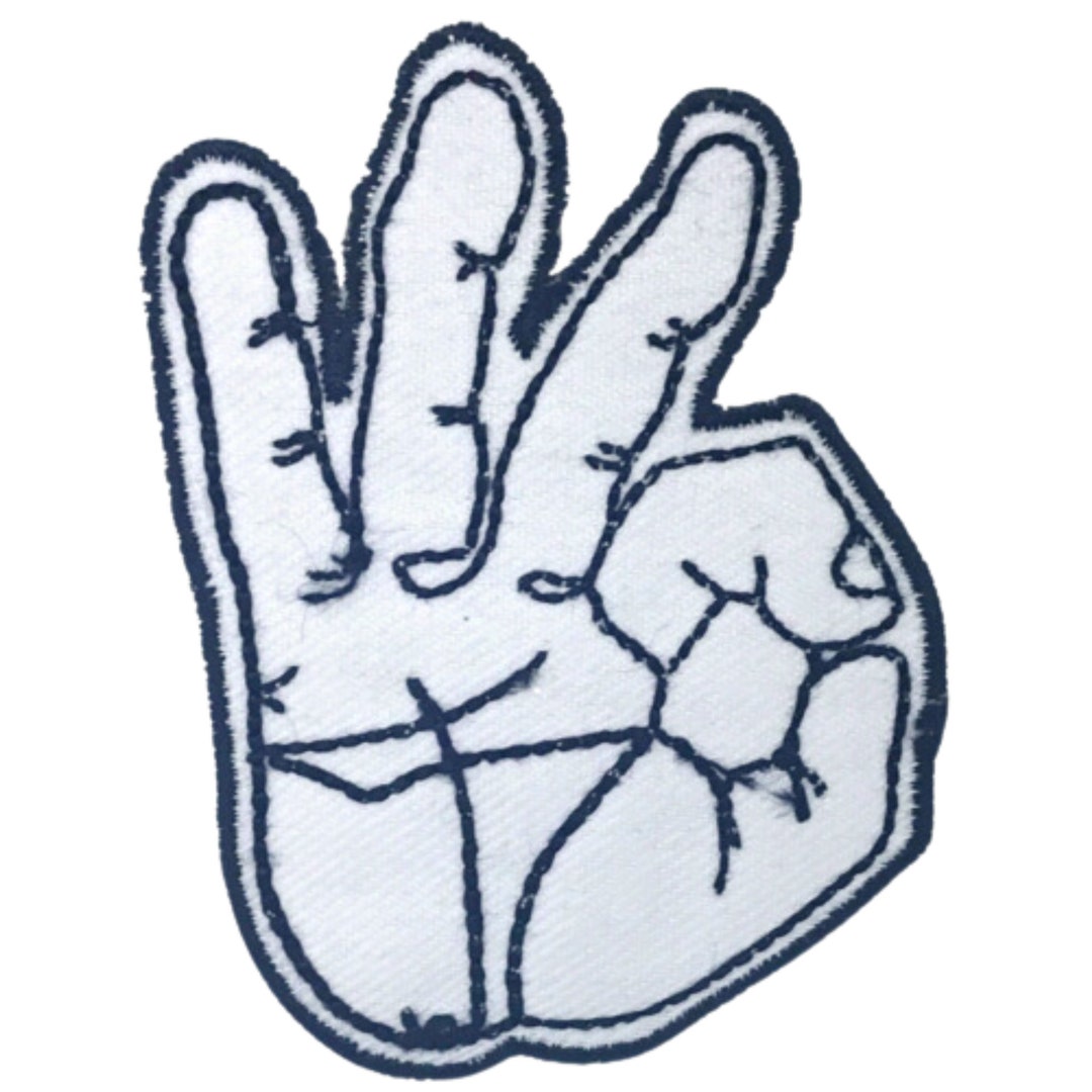 White Hand OK Okay Hand Sign Signal Cartoon Iron on Patch Handmade ...