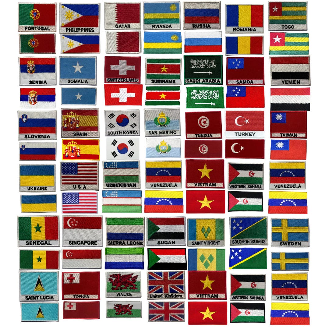 Different Country Flags Iron on Patch Embroidered Badge Applique for ...