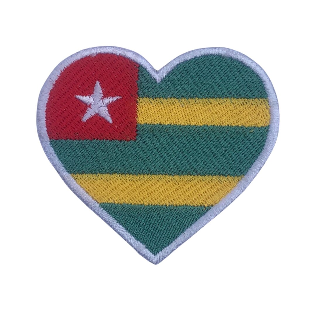 Togo Heart Flag Iron on Patch Embroidered Sew on Applique National Flag Badge - Etsy