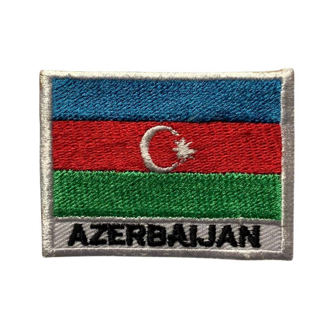 Azerbaijan International Country Flag With Name Iron on Patch Embroidered Sew on Applique Badge ...