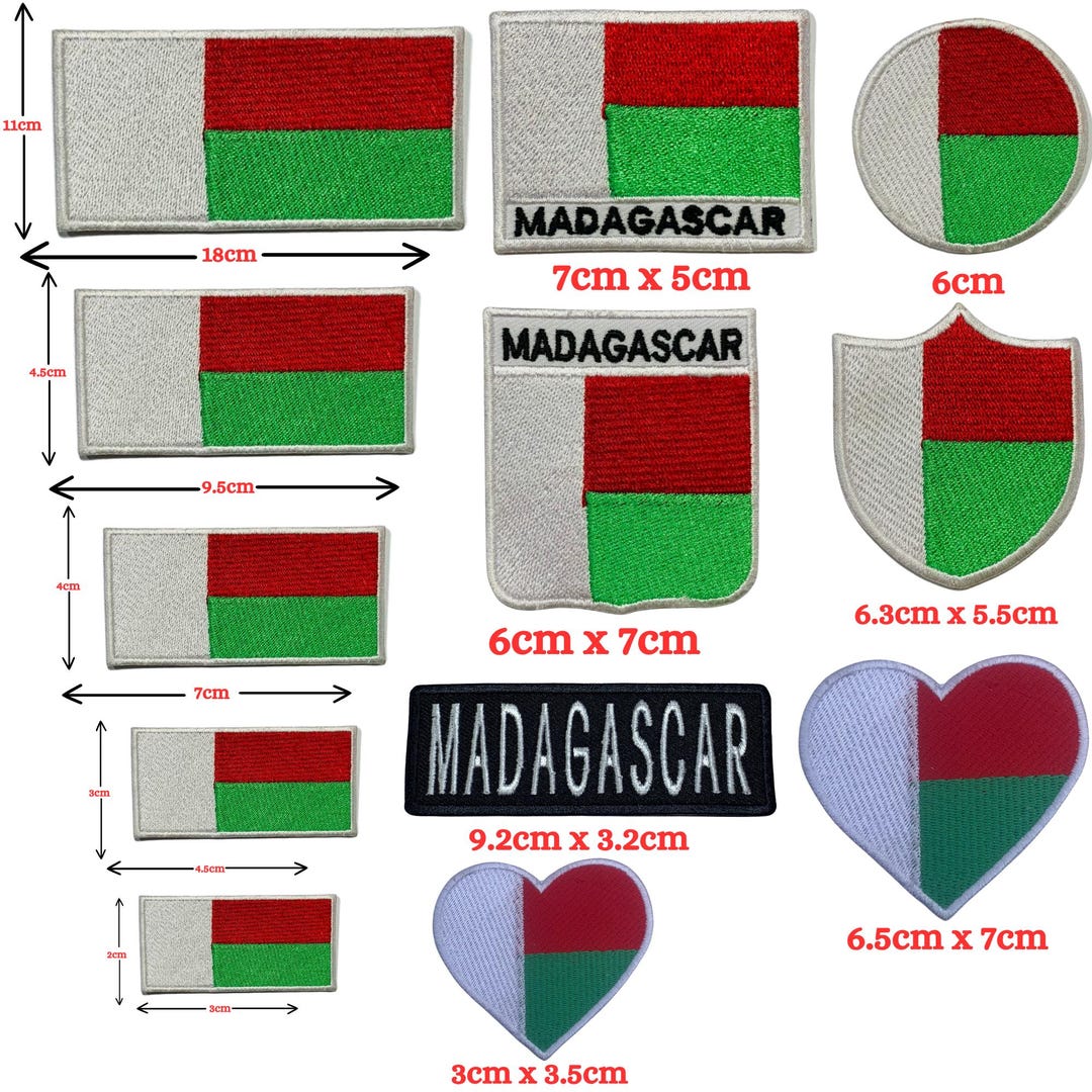 Madagascar Flag Patch Iron on Sew on Embroidered Applique Badge ...