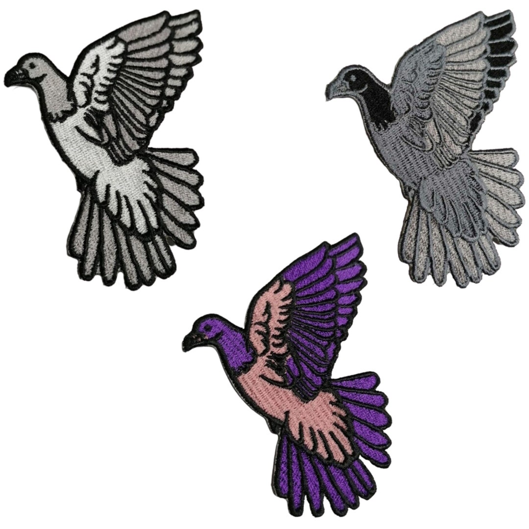 Pigeons Flying Birds Iron on Patch Embroidered Sew on Applique Badge - Etsy