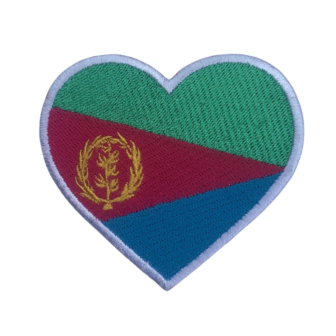 Eritrea Heart Flag Patch Iron Sew on Clothes Embroidered Badge Embroidery Applique - Etsy