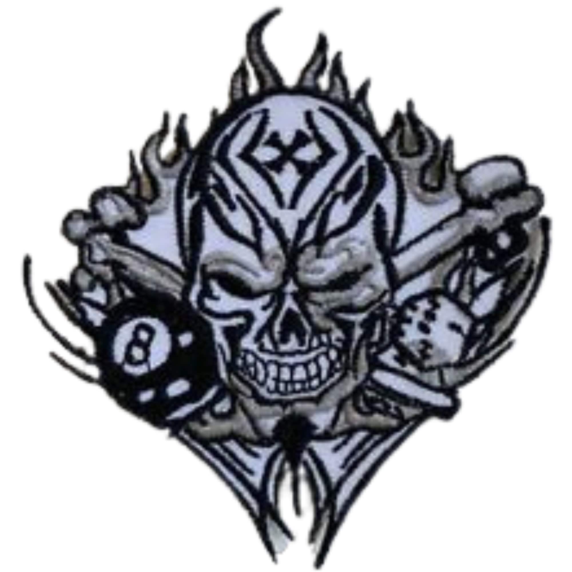 Skull 8 Ball Dice Tattoo Biker Jacket Iron on Patch Embroidered Sew on ...