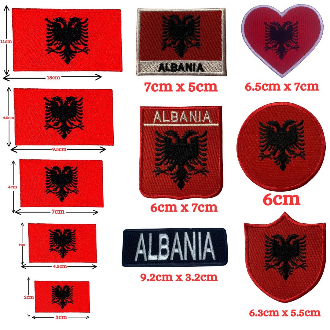 Albania International Country Flags Iron on Patch Embroidered Sew on Applique Badge - Etsy