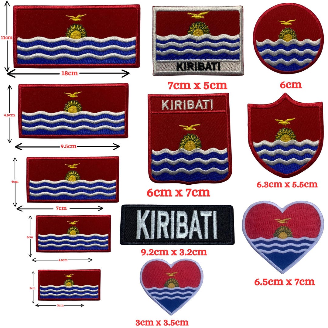 Kiribati National Country Flag in Different Sizes Iron on Patch ...