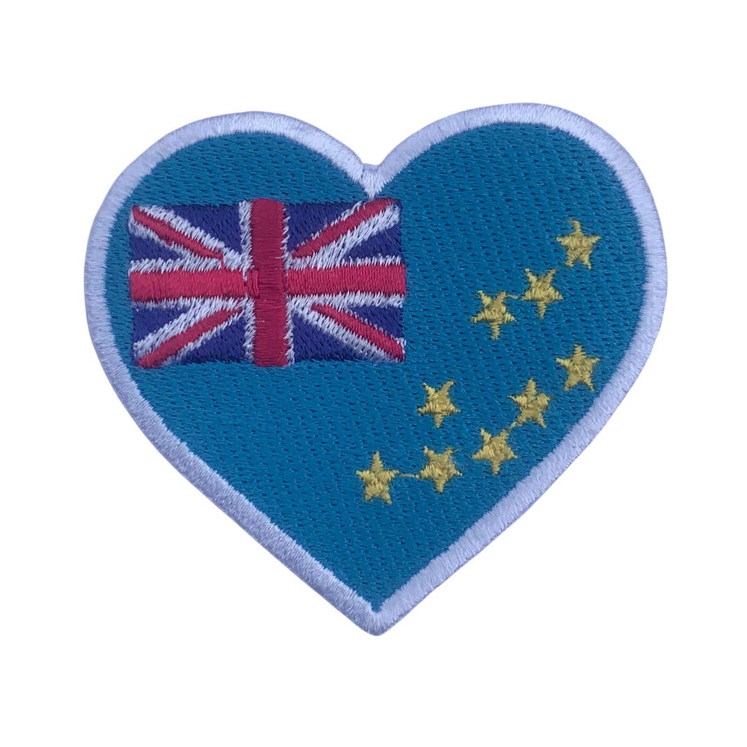 Tuvalu Heart Flag Iron on Patch Embroidered Sew on Applique National Flag Badge - Etsy
