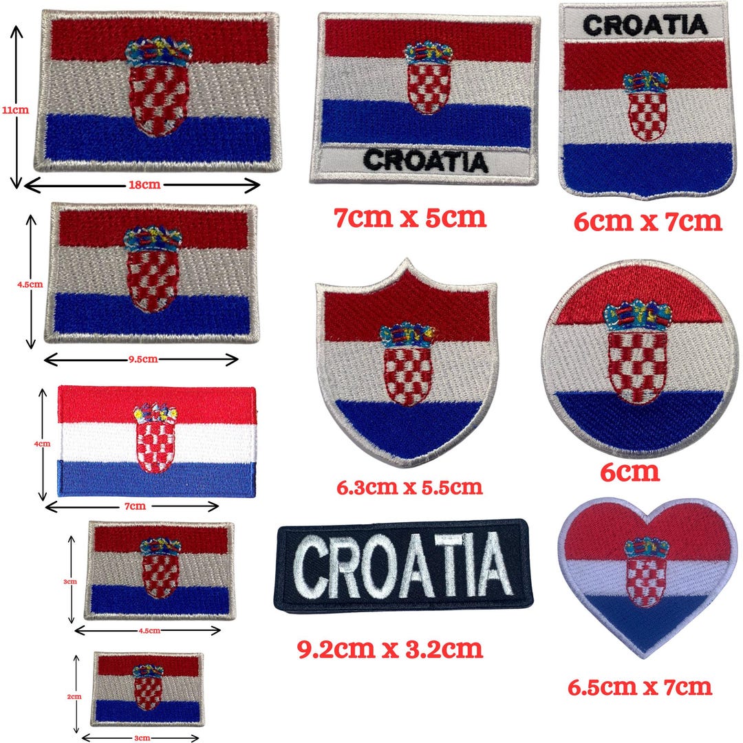 Croatia National Country Flags Iron on Patch Embroidered Sew on Badge ...