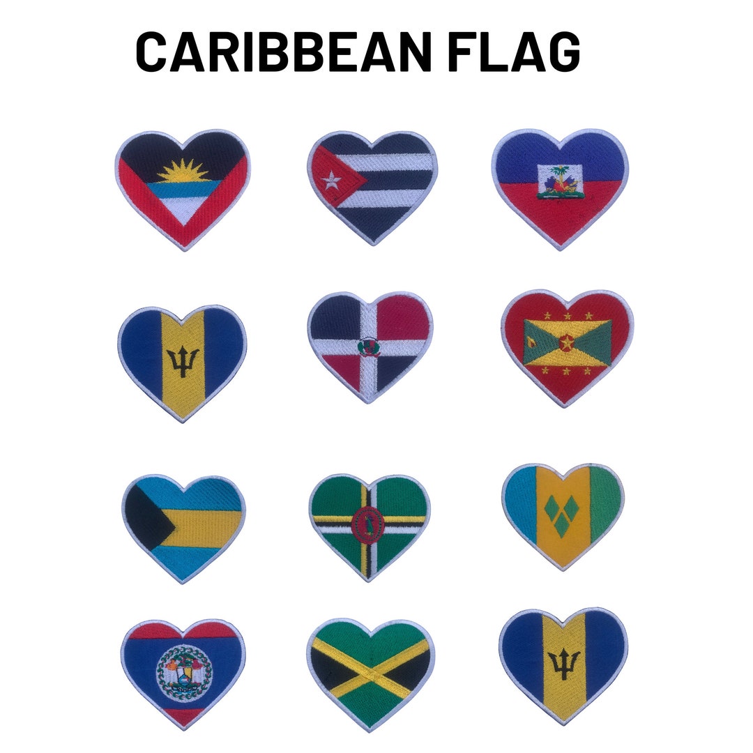 Caribbean National Country Flag Iron on Patch Embroidered Sew on ...