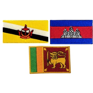 Asian International Country Flag Iron on Patch Embroidered Sew on ...