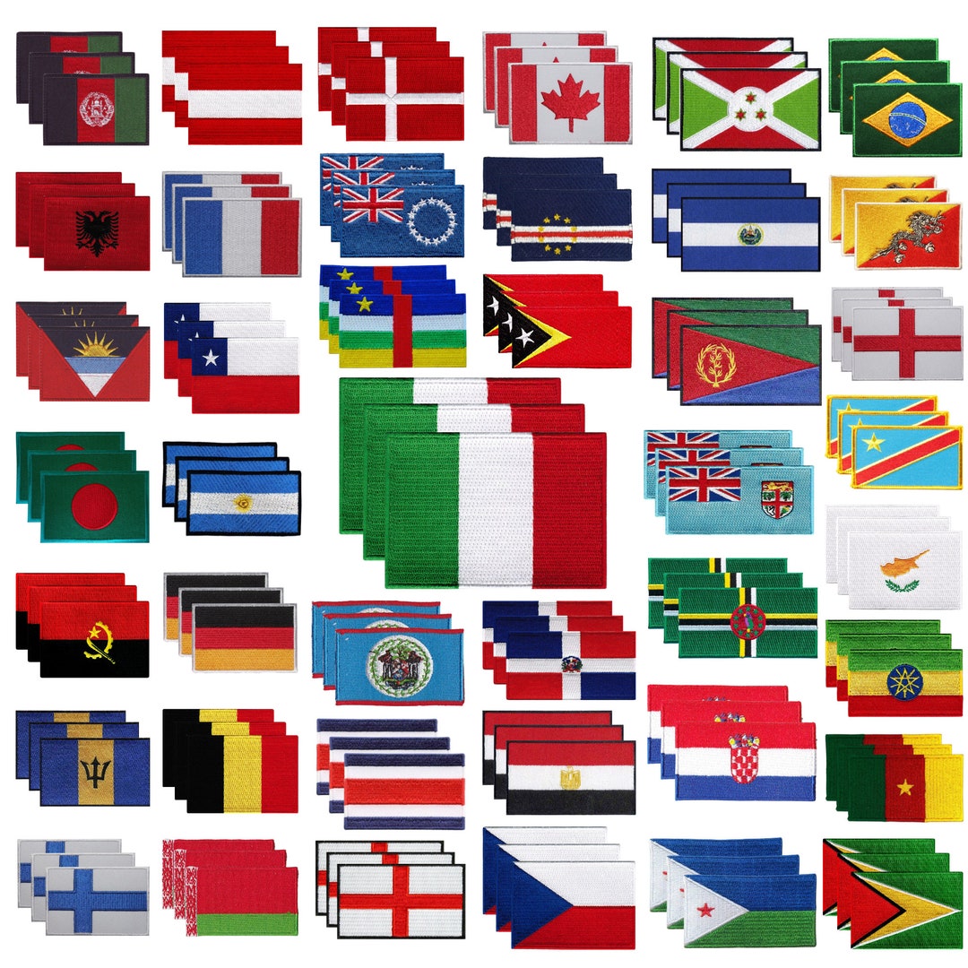 National Country Flags Iron on Patch Sew on Badge Embroidered Patch F-N ...