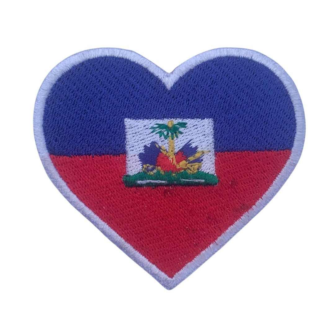 Haiti Heart Flag Patch Iron on Badge / Sew on Flag Embroidered Applique - Etsy