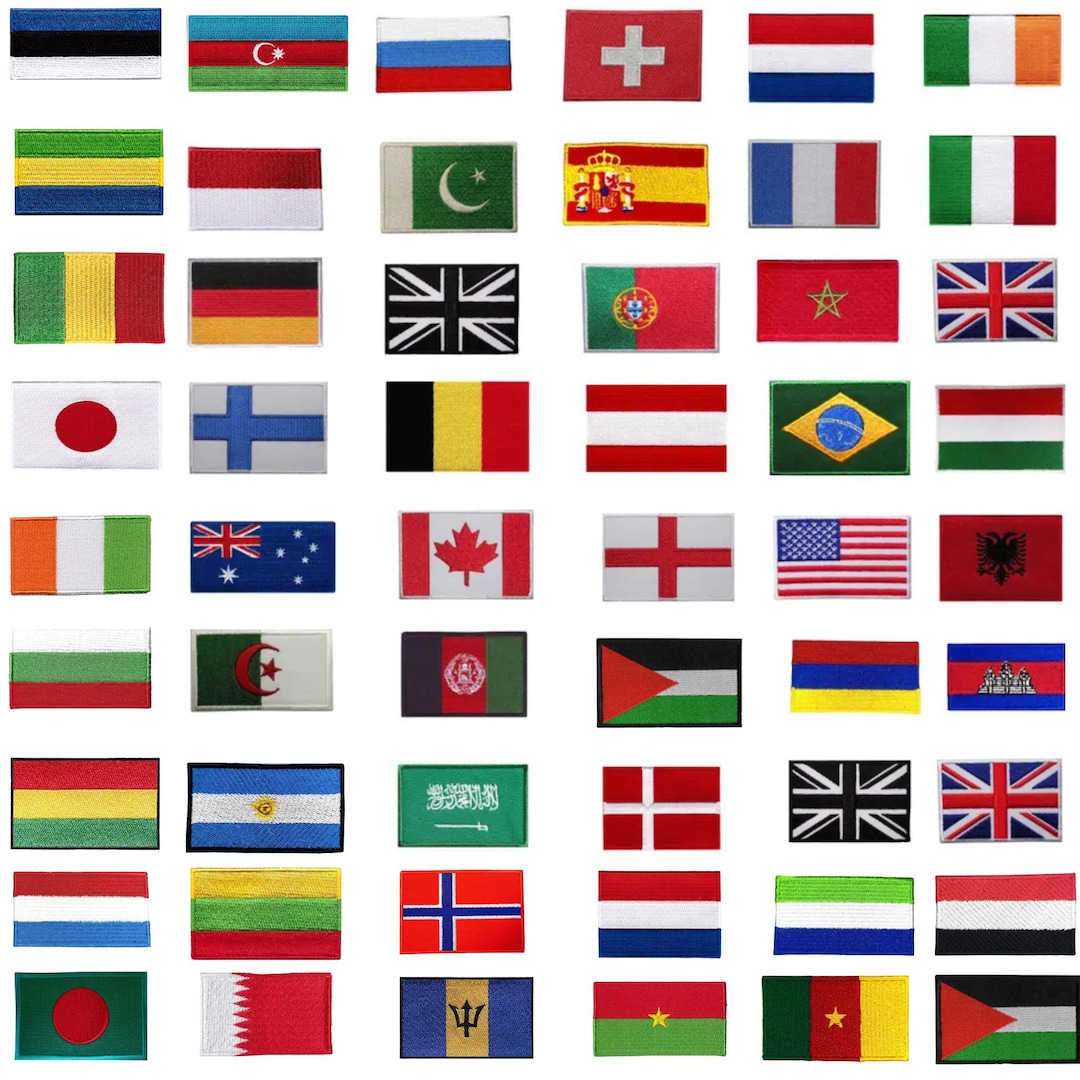 Embroidered Different Sizes National Country Flags Iron Sew on ...