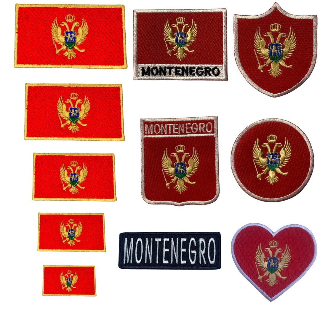 Montenegro International Country Different Flags Iron on Patch Embroidered Sew on Applique Badge ...
