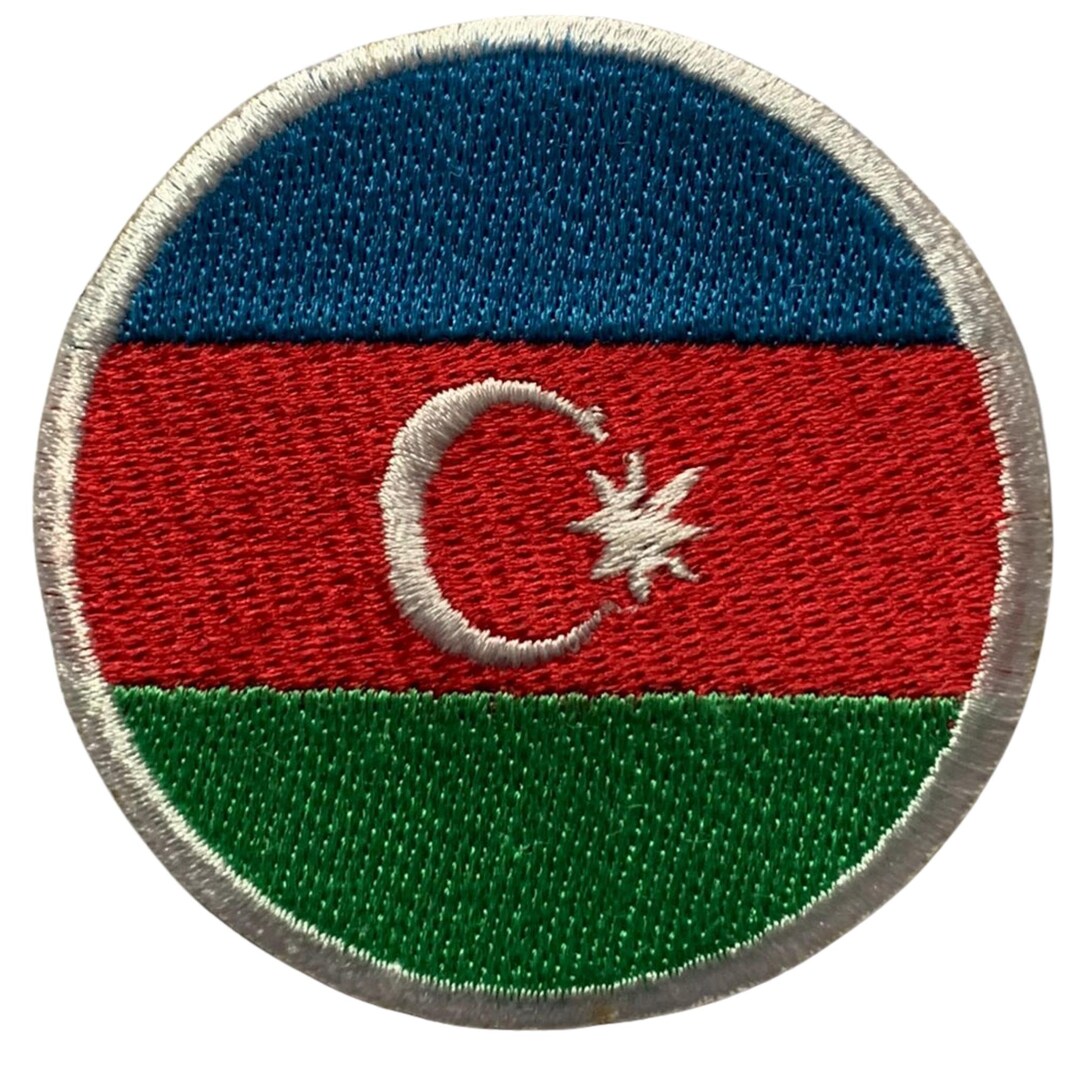 Azerbaijan Country Round Flag Logo Iron/sew on Embroidered Applique for Clothes - Etsy