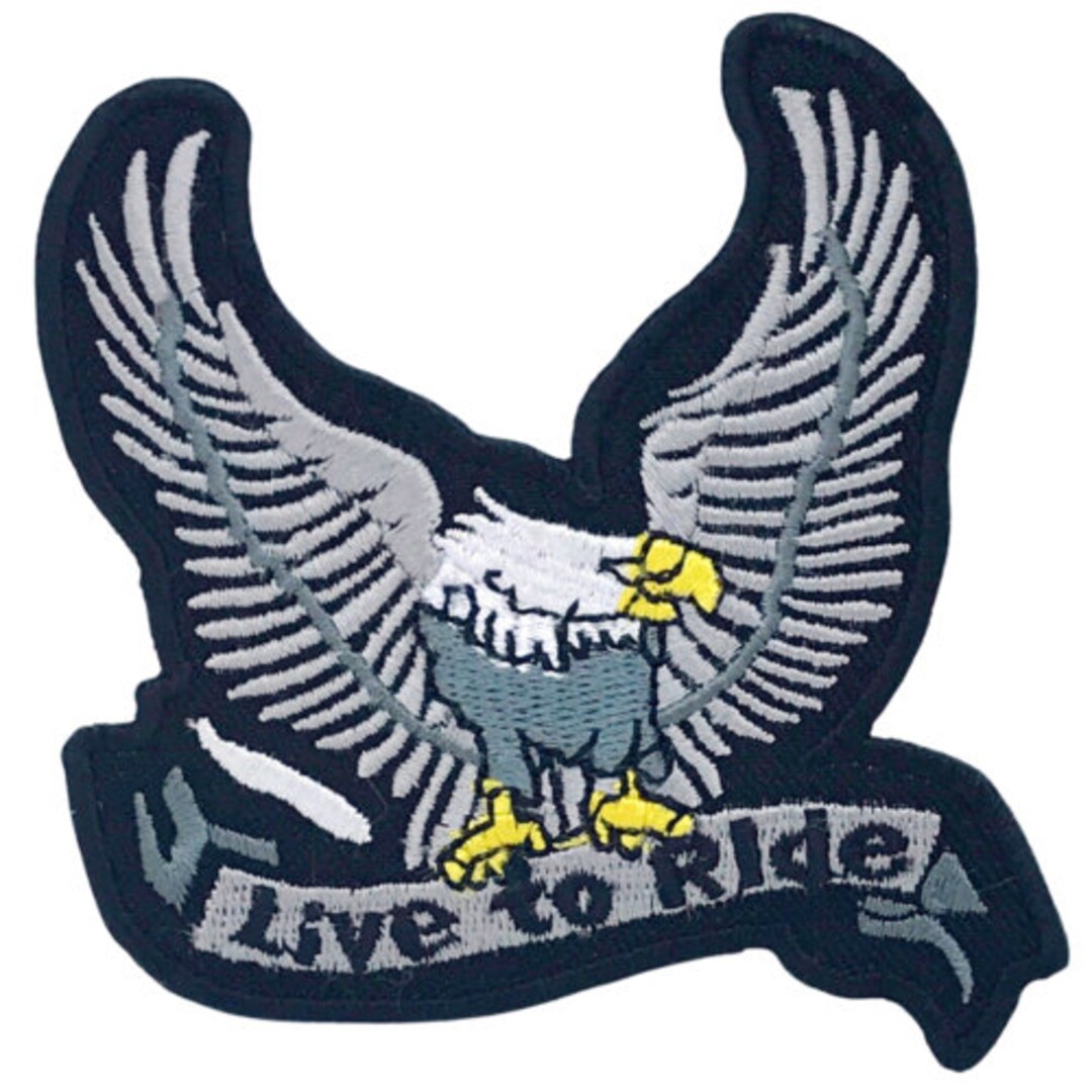 Live to Ride Bikers Eagle Iron on Patch Embroidered Sew on Applique Badge Applique - Etsy