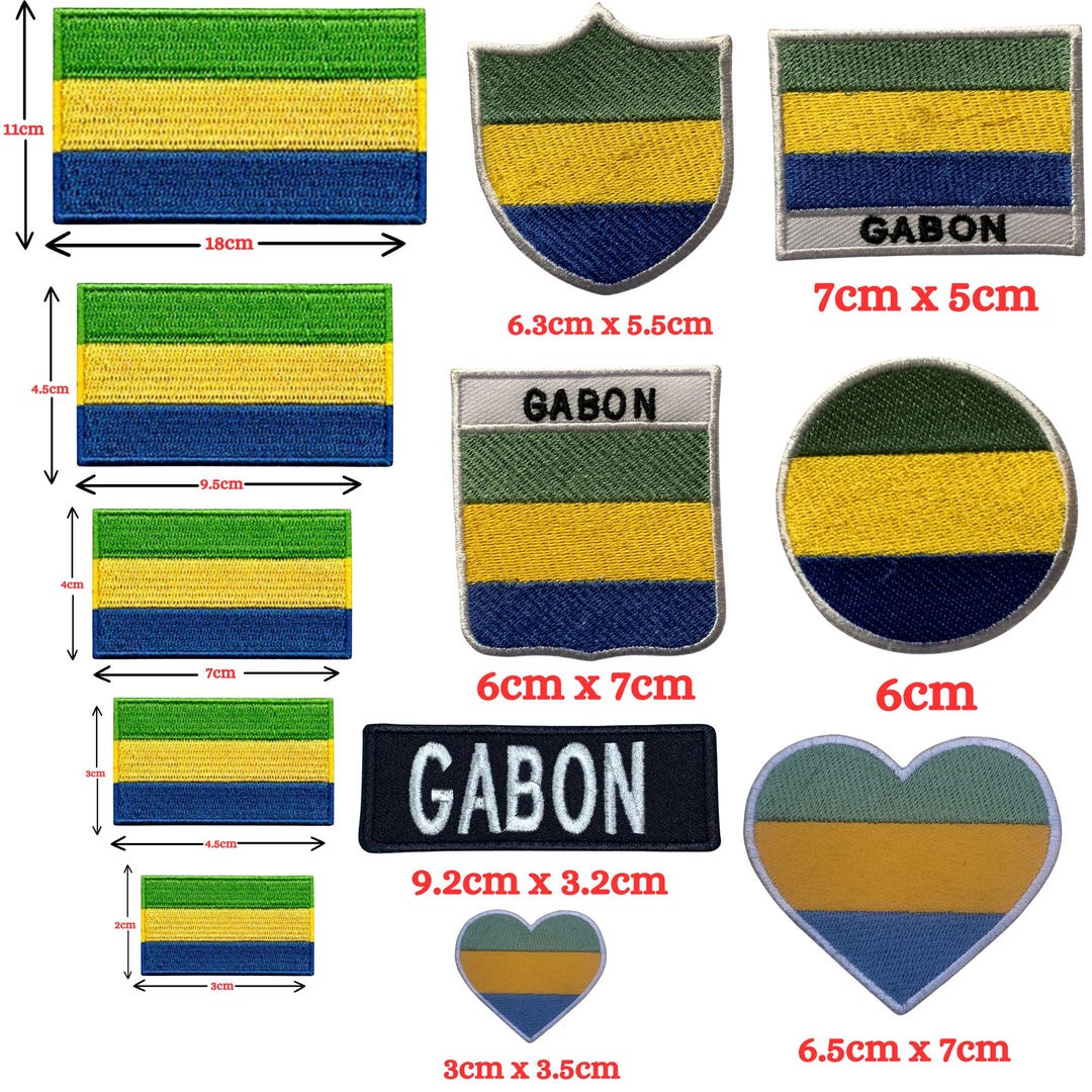 Gabon International Country Different Flags Iron on Patch Embroidered Sew on Applique Badge - Etsy