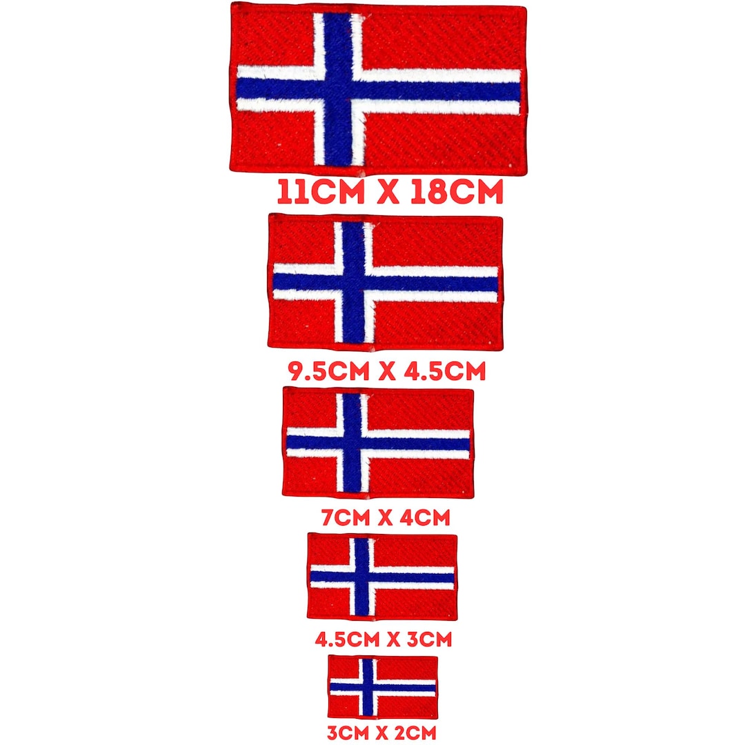 Norway National Country Different Sizes Flag Iron on Patch Embroidered ...