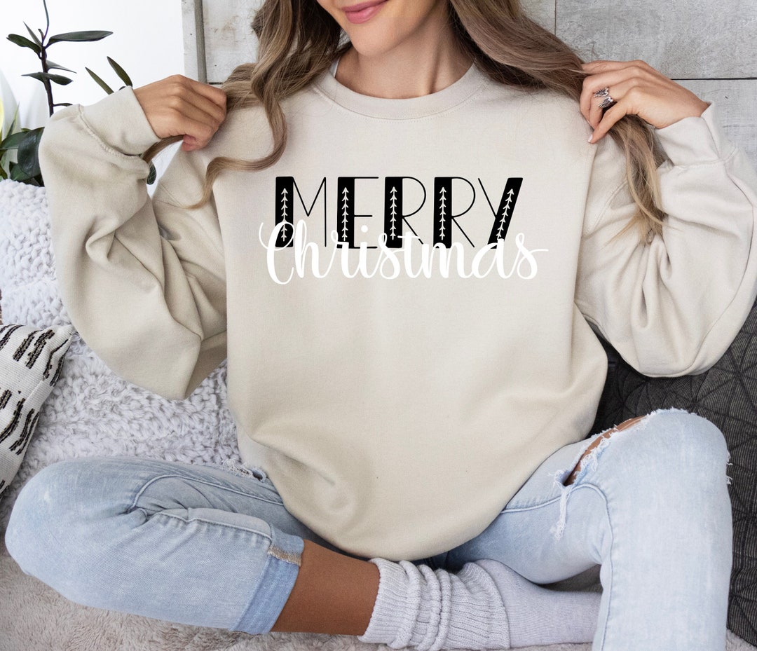 Merry Christmas Sweater, Minimalist Design, Cozy Christmas Sweater ...