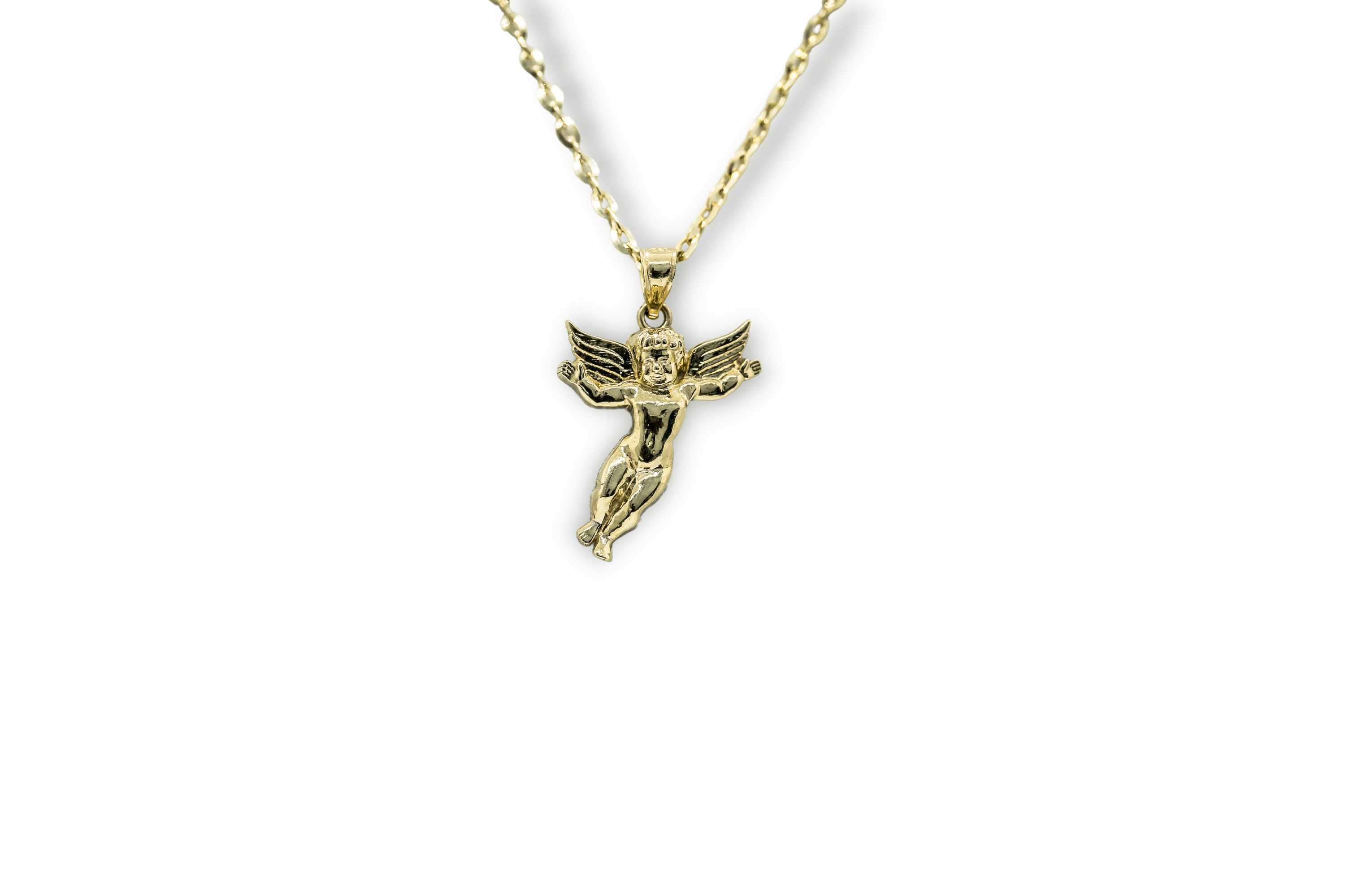 10k Yellow Gold Angel Pendant - Etsy