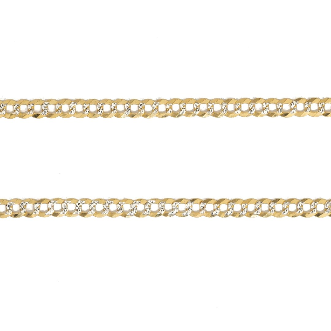 14k Yellow Gold 3.75mm Pave Curb Chain 24 - Etsy