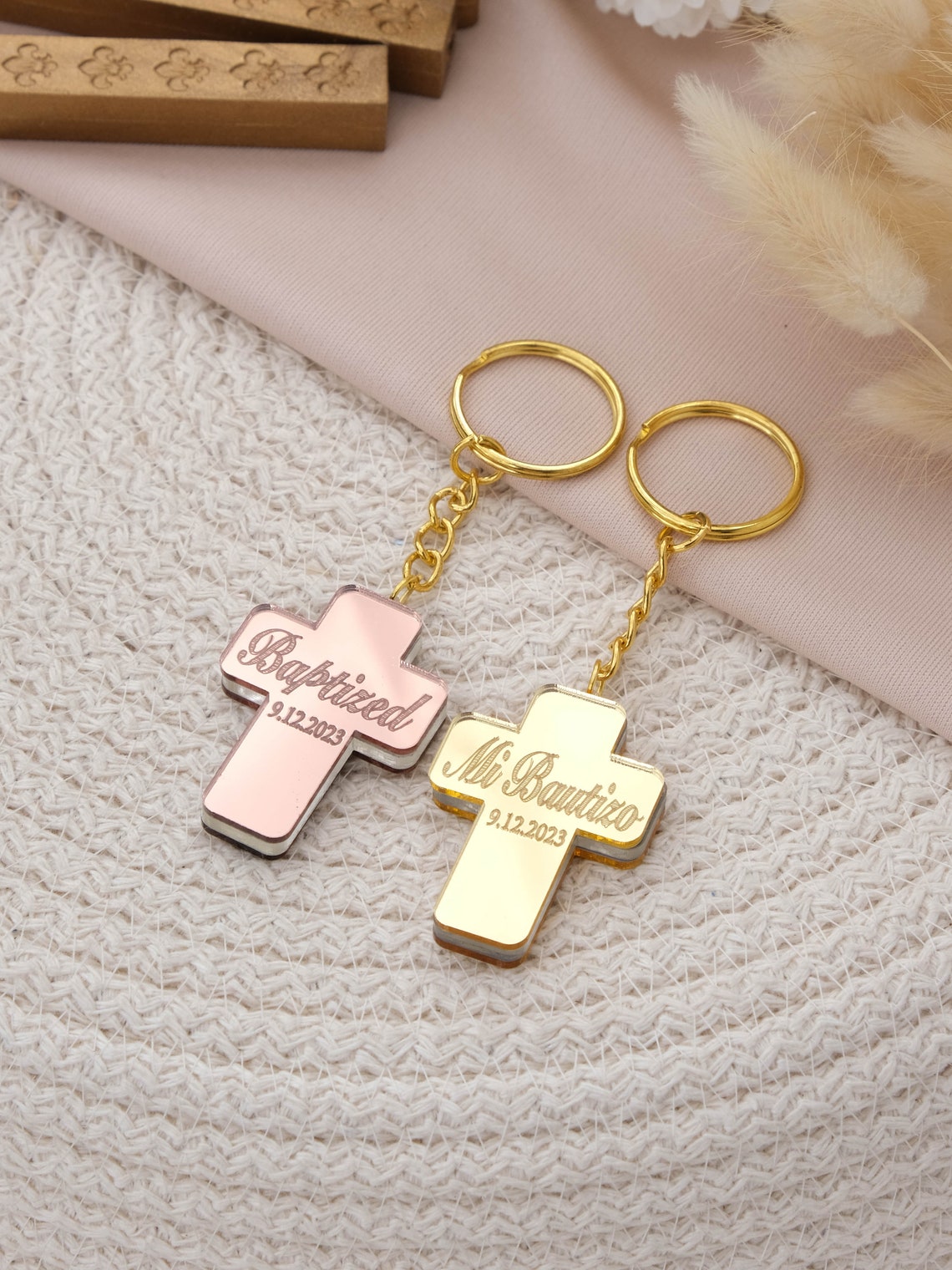 Christening Favors With Personalized Cross Keychain Baptism - Etsy