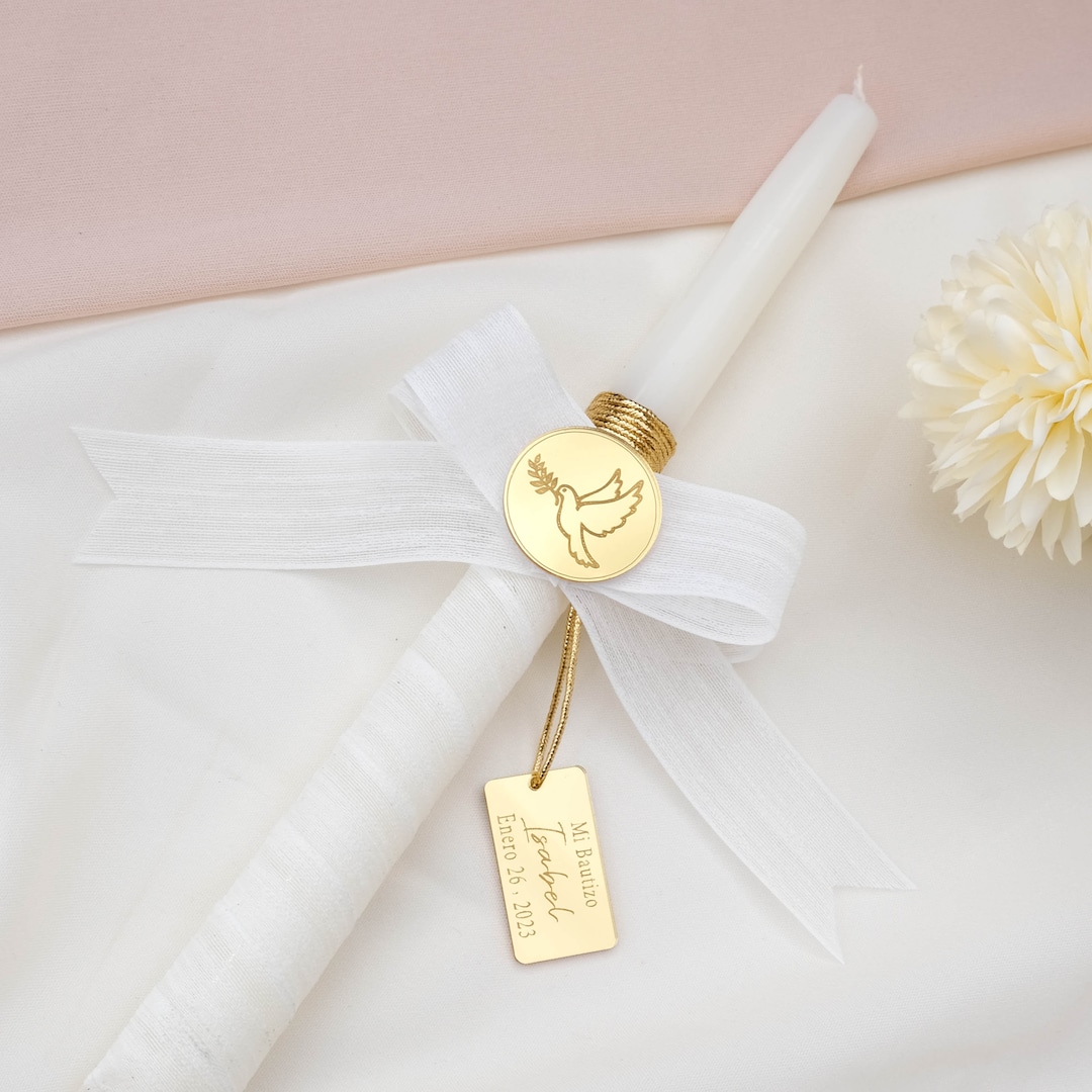 Custom Baptism Candle, Personalized Christening Taper Candle, First ...