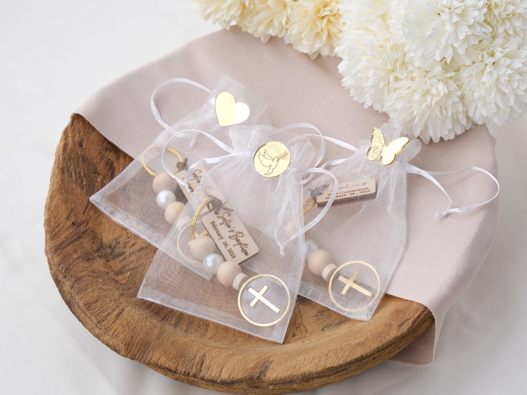 Personalized Baptism Cross Favors for Guests, Mini Keychain Favor ...