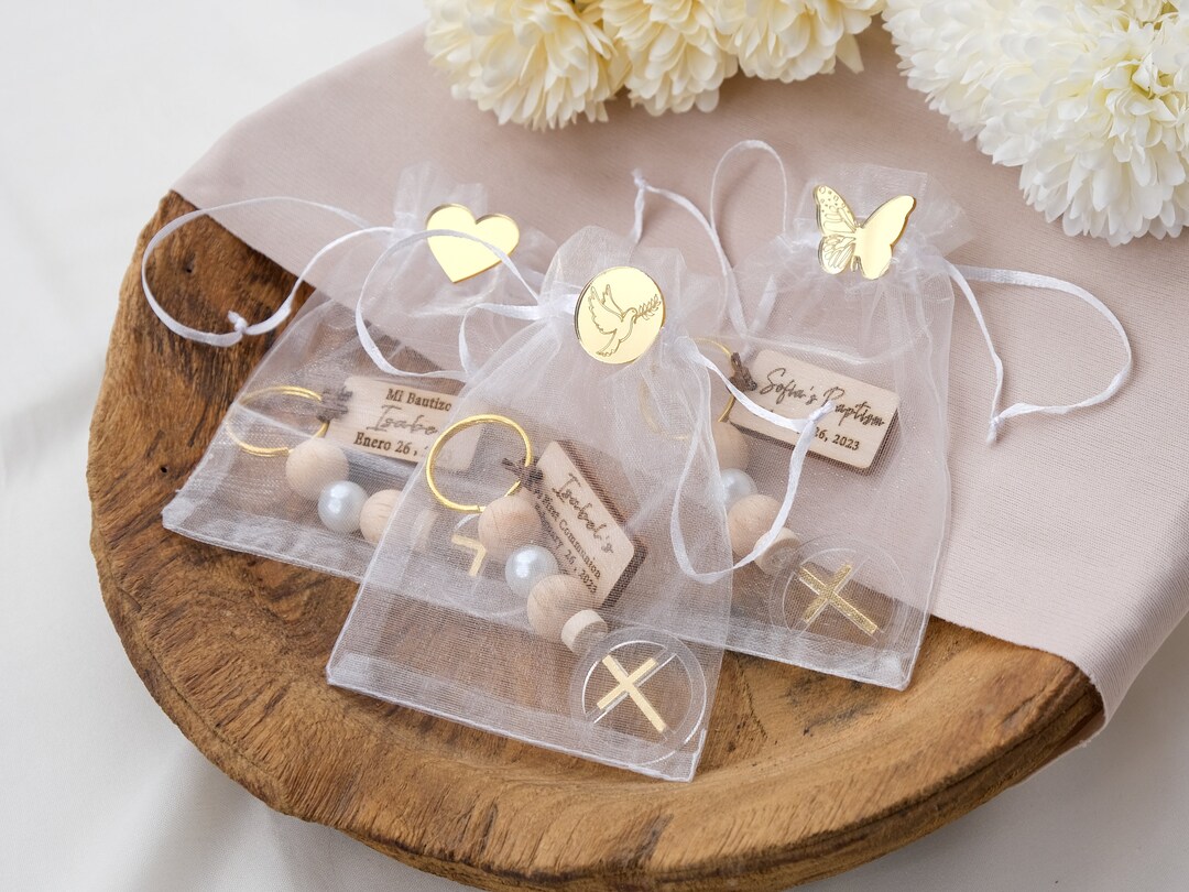 Personalized Mini Keychain Favor Christening Favors, Baptism Cross ...