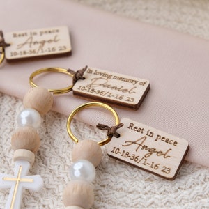 Personalized Mini Keychain Funeral Favors, Memorial Service Cross ...