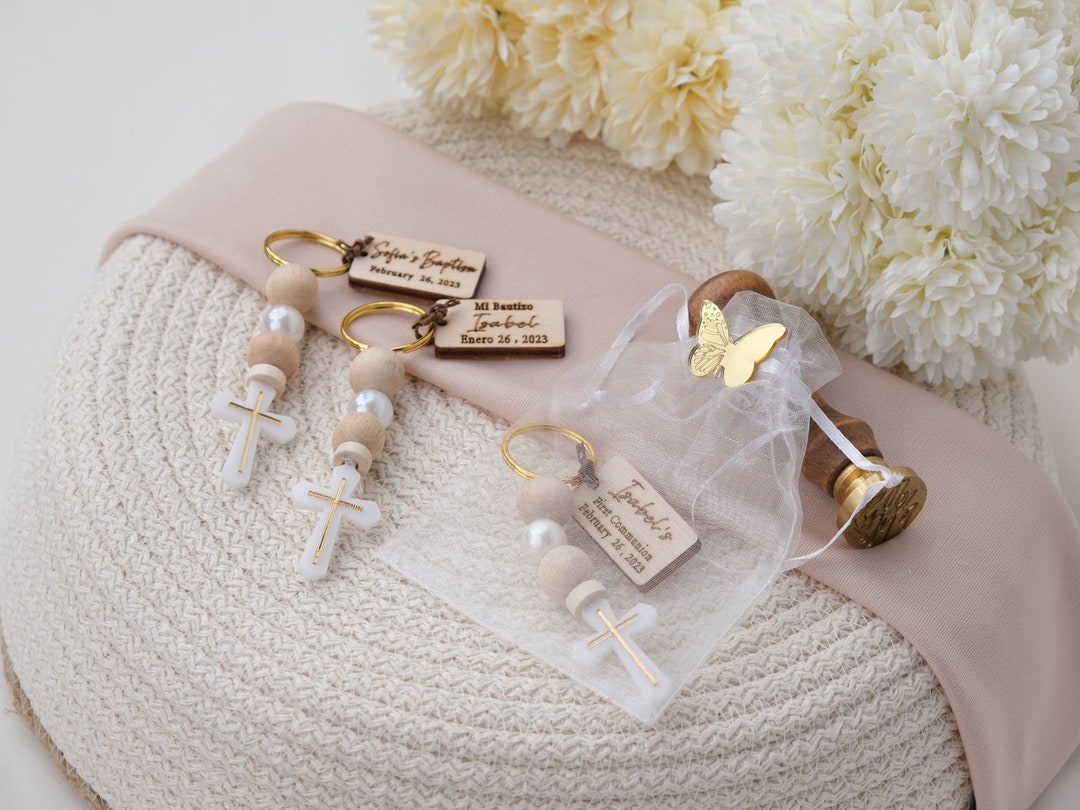 Personalized Mini Keychain Favor Christening Favors, Baptism Cross ...