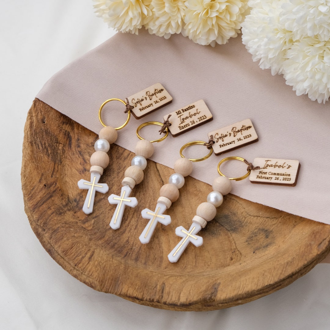 Personalized Mini Keychain Favor Baptism Favors, Baptism Cross Favors ...