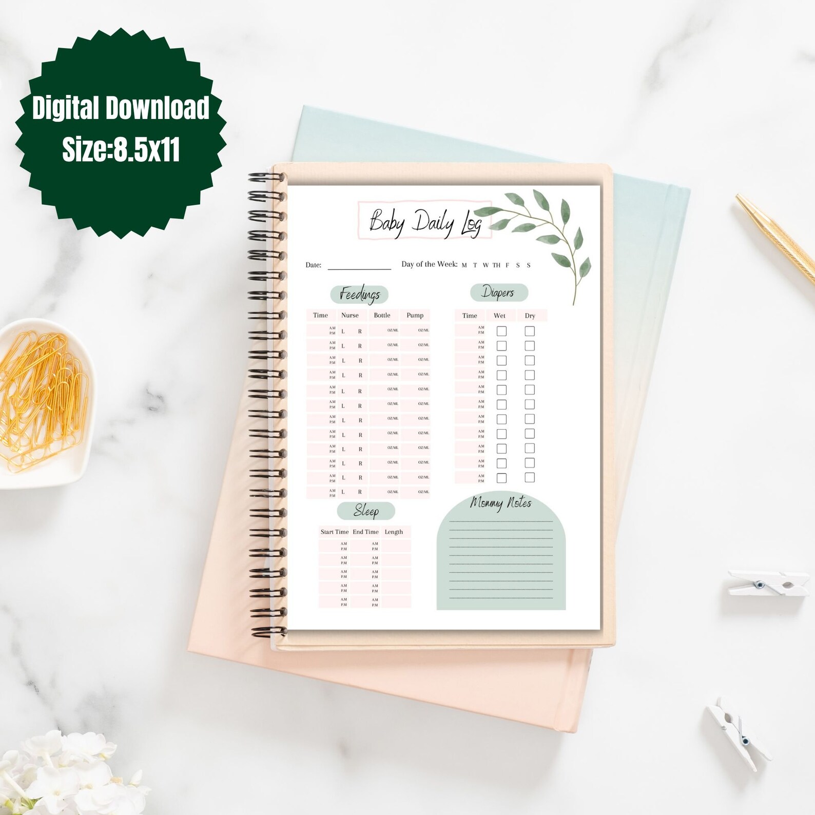 Baby Daily Log, Printable Baby Daily Log, Printable Baby Tracker ...