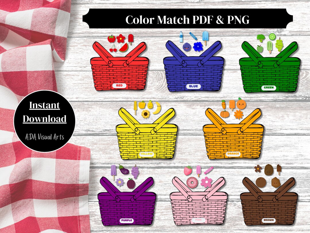 Printable Color Sorting Basket for Toddlers & Kids, Educational Color ...